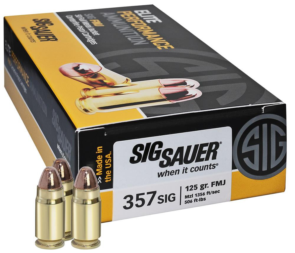 Sig Sauer Elite Performance, .357 Sig, 125 Grain, FMJ, 50 Rounds