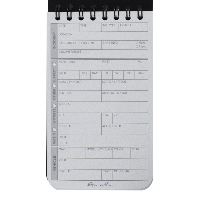 Rite in the Rain 3" x 5" Field Interview Notebook, Black Cover
